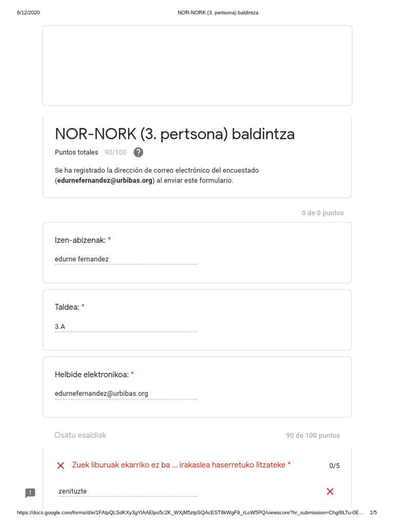 NOR-NORK (3. Pertsona) Baldintza | PDF
