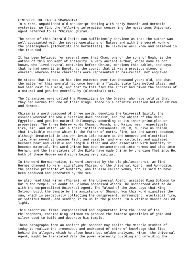 Emerald Tablet of Hermes | PDF | Hermes Trismegistus | Hermeticism