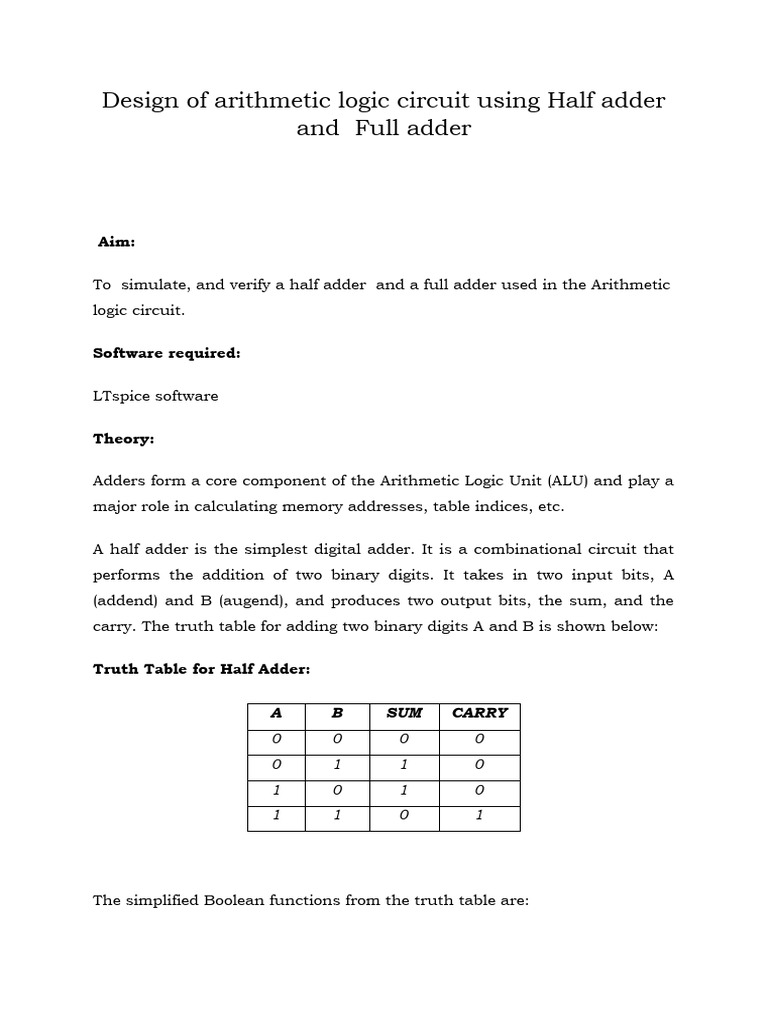 Exp-Half and Full Adder | PDF | Logic Gate | Electronics