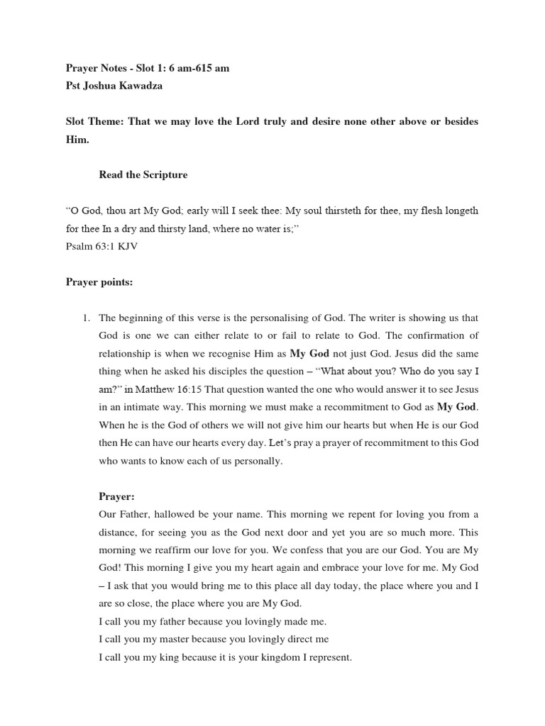 Prayer Notes | PDF | Lord's Prayer | Prayer