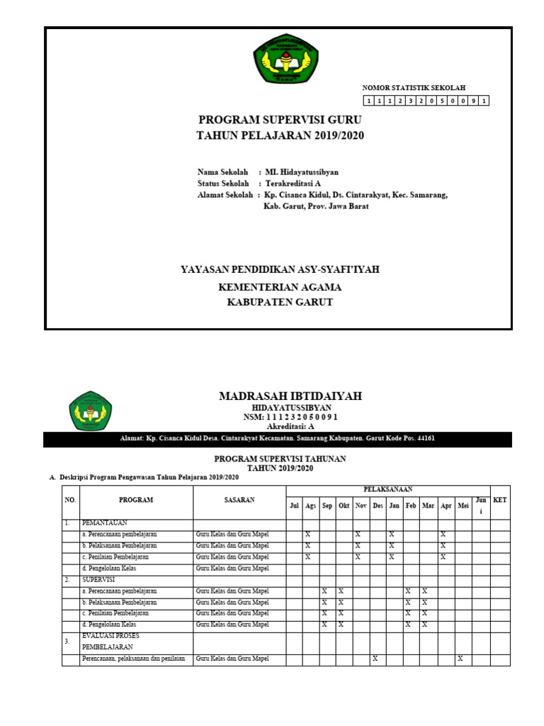 BUKTI FISIK Program Supervisi | PDF