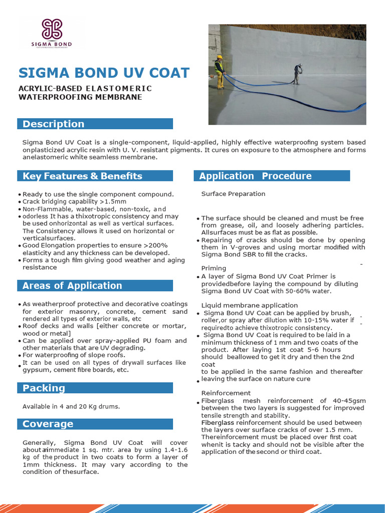 Sigma Bond UV Coat | PDF | Concrete | Ultraviolet