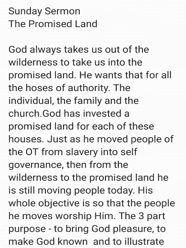 The Promised Land Sermon Notes | PDF