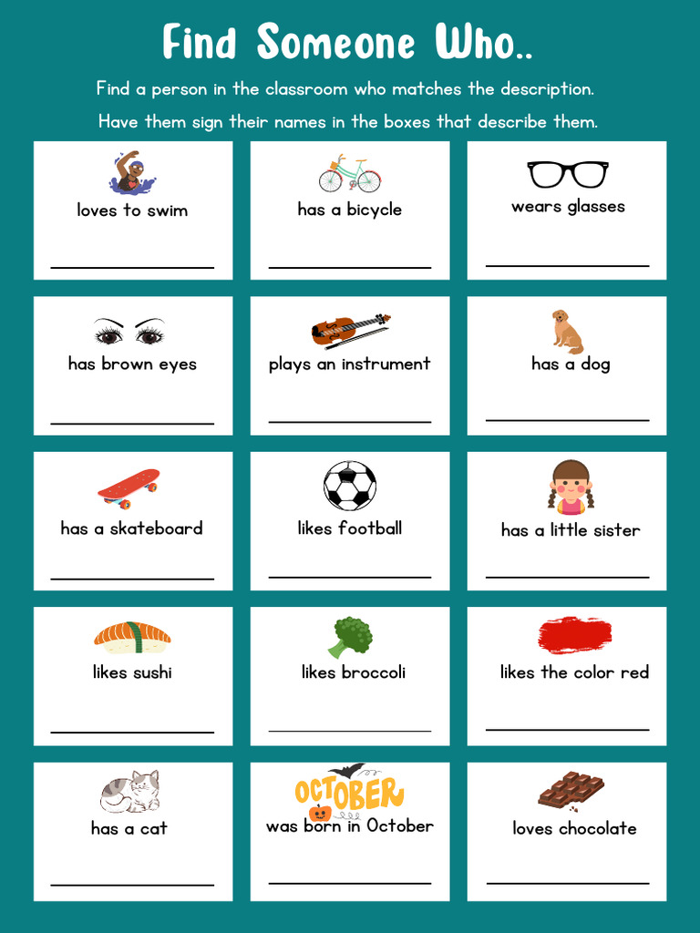 Find Someone Who Icebreaker Worksheet | PDF