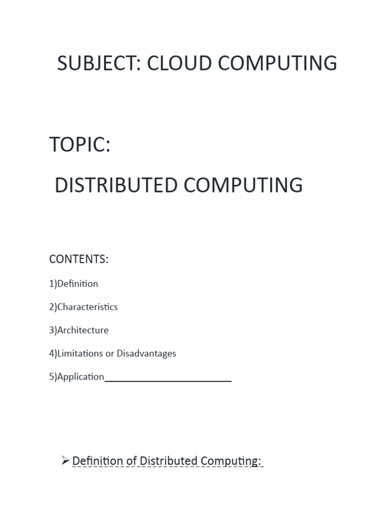 Documentaion Of Distributed Computing Pdf Distributed Computing Computing