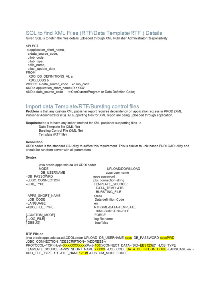 XML Publisher RTF Template Guide | PDF | Parameter (Computer ...
