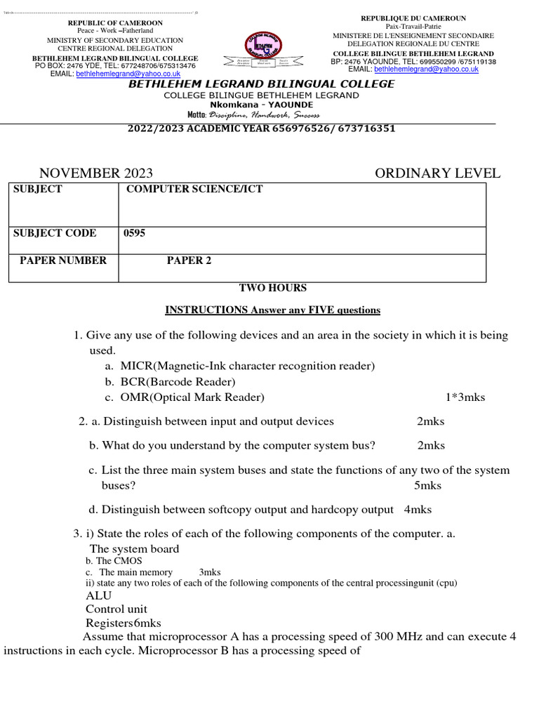 f5 Computer. ICT Premock PAPER 2 | PDF | Computer Network | Network ...