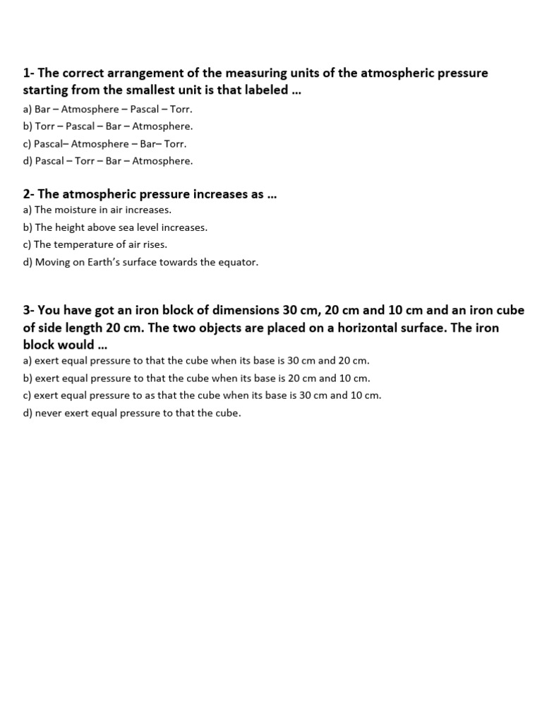 Quiz 2 | PDF | Pressure | Buoyancy