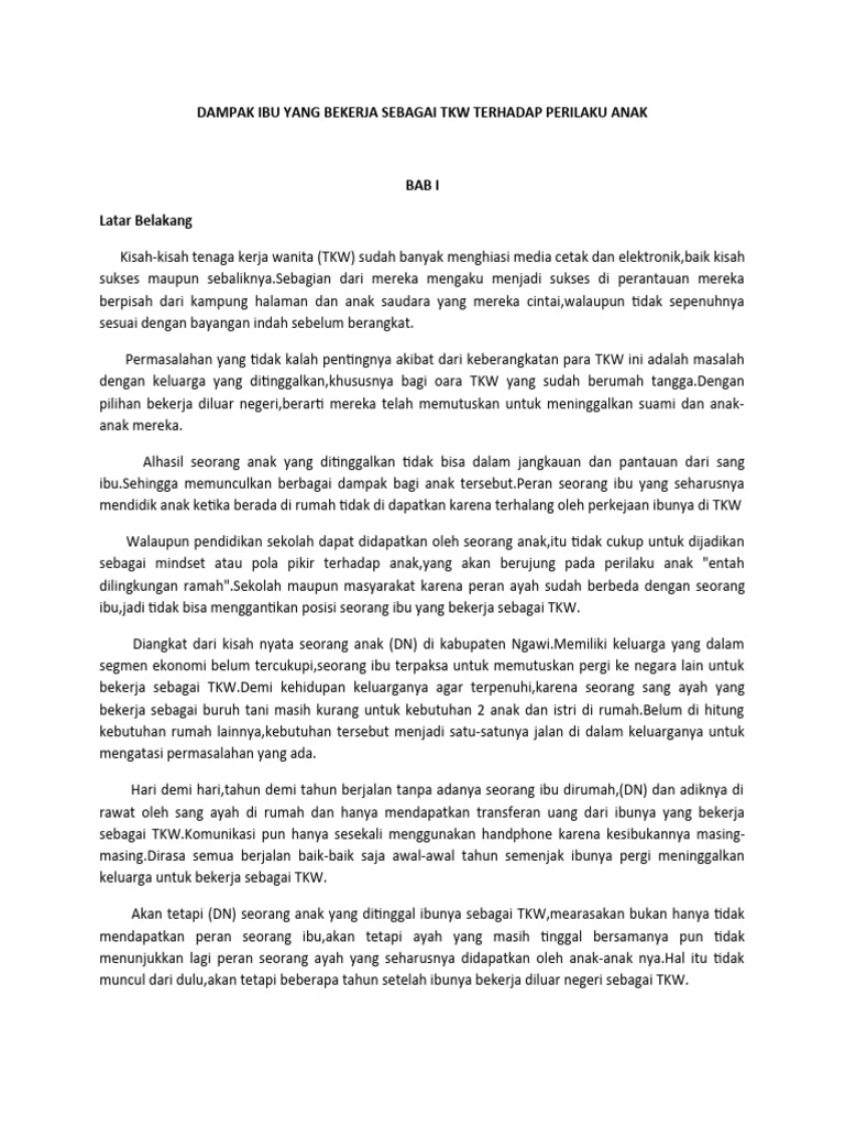 Dampak Ibu Yang Bekerja Sebagai TKW-2 | PDF