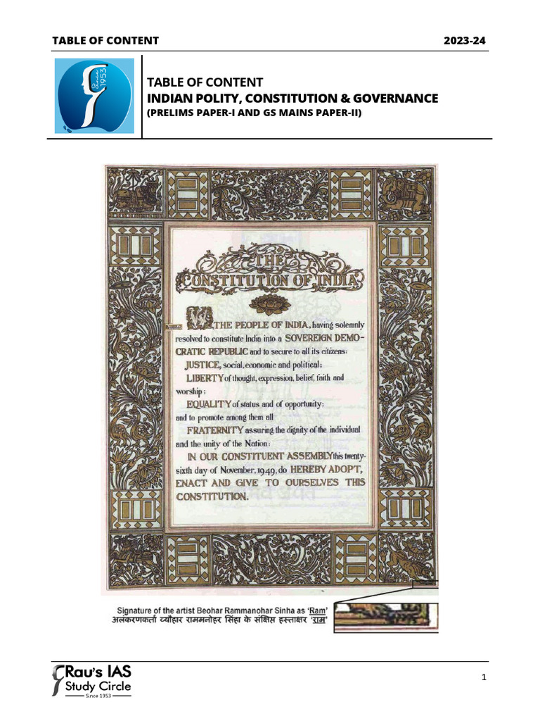 Indian Polity Constitution Governance TOC | Download Free PDF | Governance | Government