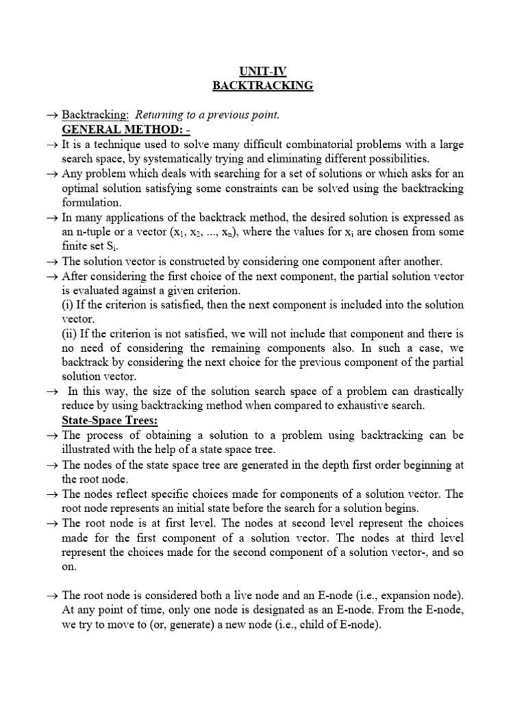 DAA Unit4 Part-1c (Backtracking) | PDF | Mathematical Relations ...