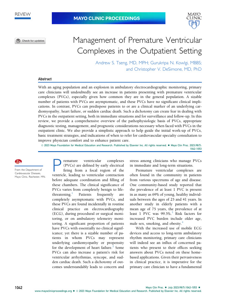Management of Premature Ventricular Complexes in T | PDF | Heart ...