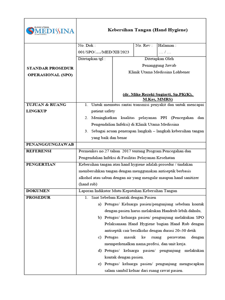 Template Spo Klinik Utama Medissina | PDF