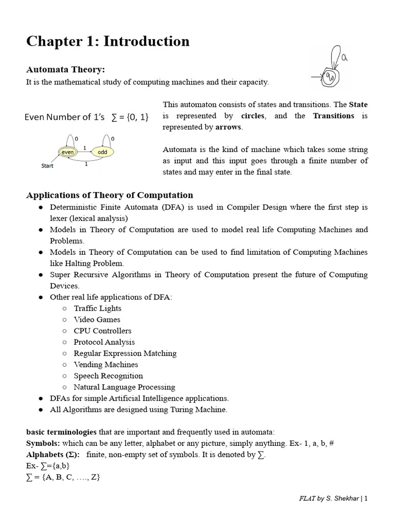 Chapter-1 FLAT | PDF | Theory Of Computation | Metalogic