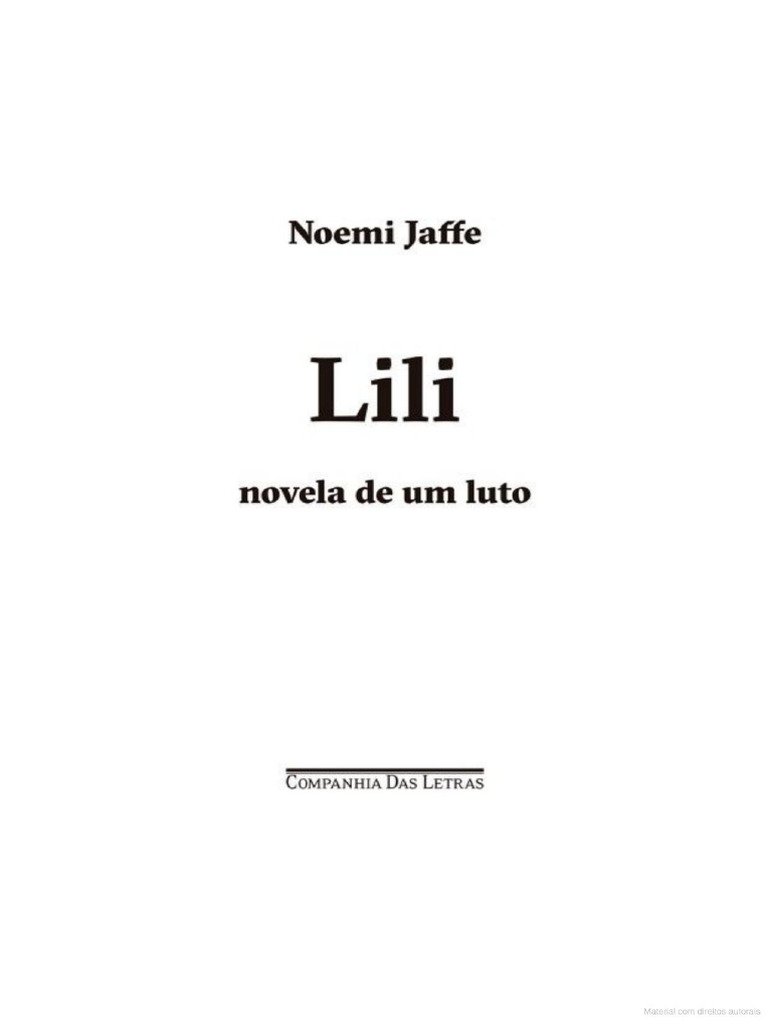 Lili Novela de Um Luto Noemi Jaffe | PDF