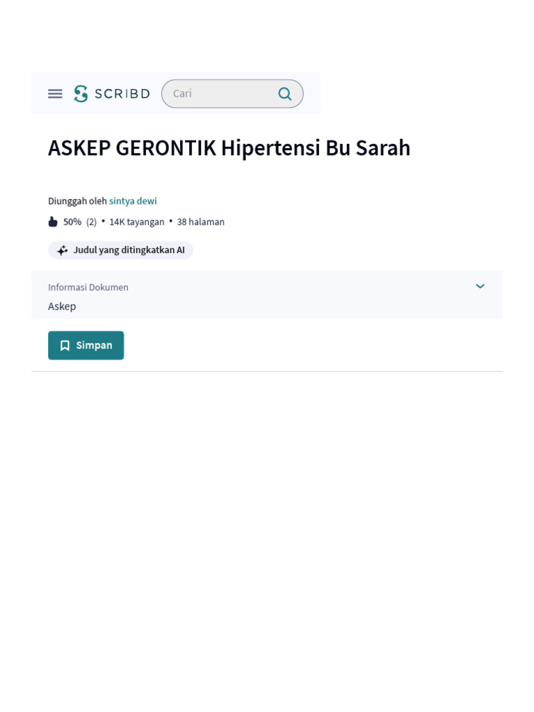 ASKEP GERONTIK Hipertensi Bu Sarah - PDF | PDF