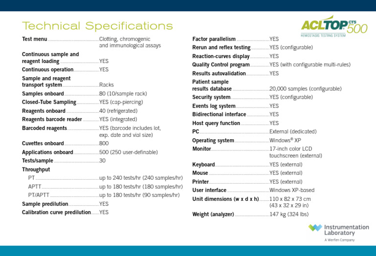 ACL TOP 500 Specifications Sheet | Download Free PDF | Computer Science ...
