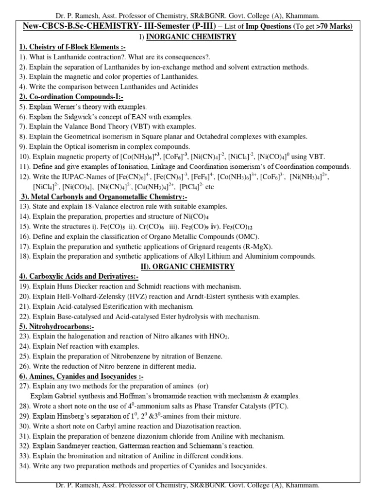 New-CBCS - III-Sem - Full Imp-Qs List | PDF | Entropy | Ester
