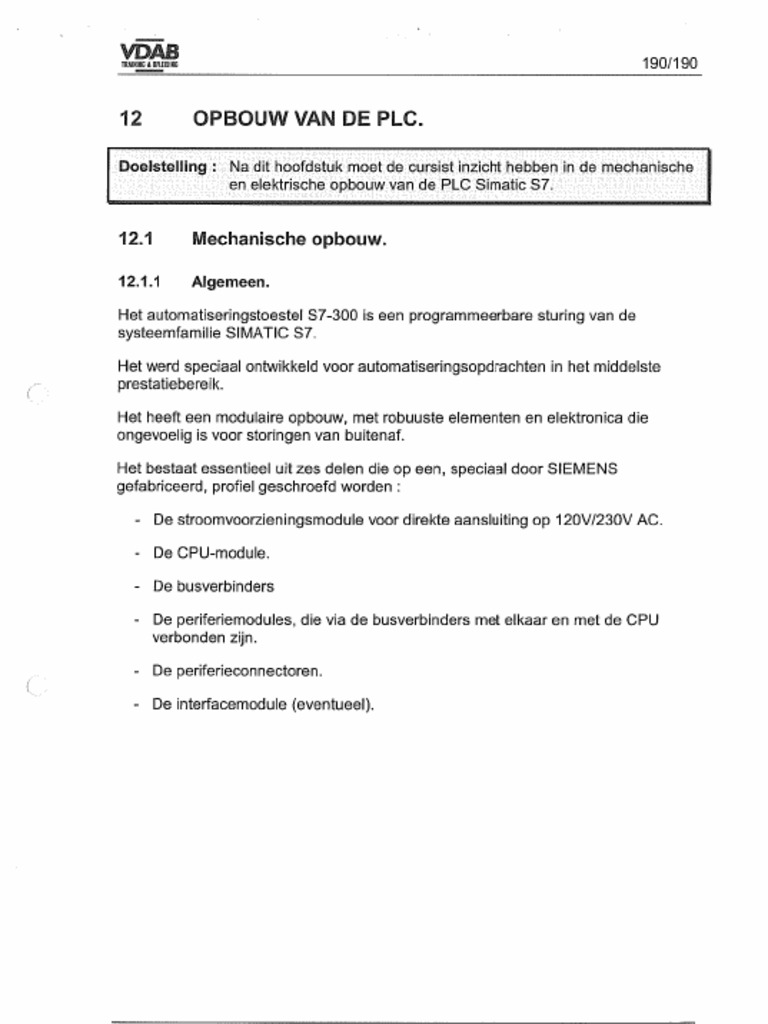 VDAB - 12 - Opbouw Van de PLC | PDF