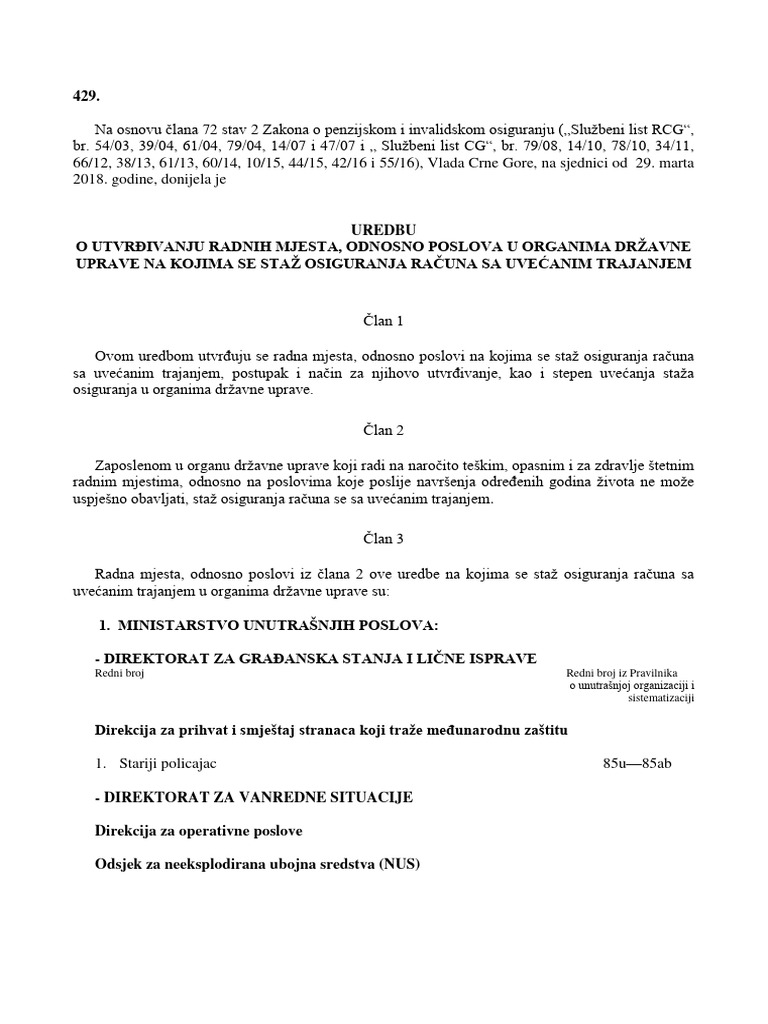 Uredba o Utvrđivanju Radnih Mjesta, Odnosno Poslova U Organima Državne ...