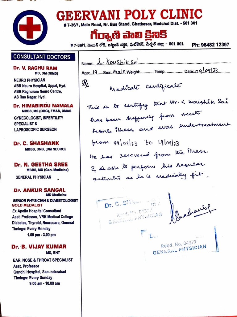 Medical Certificate | PDF | Doctor Of Medicine | Medicine