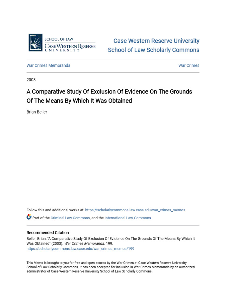 A Comparative Study of Exclusion of Evidence On The Grounds of TH | PDF ...