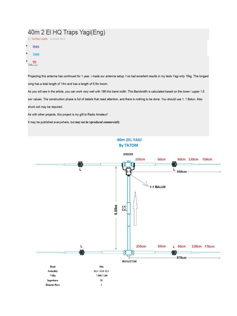 40m 2 El HQ Traps Yagi | PDF | Screw | Antenna (Radio)