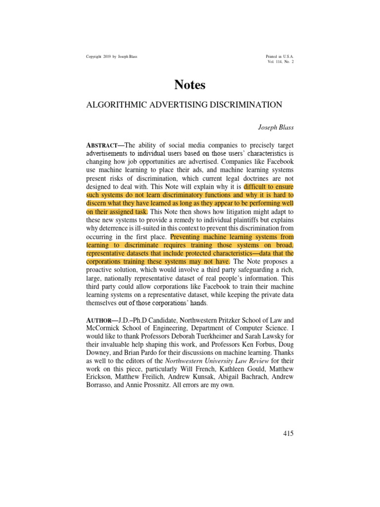 Algorithmic Advertising Discrimination in Social Media | PDF | Machine ... Algorithmic Advertising Discrimination in Social Media | PDF | Machine ...
