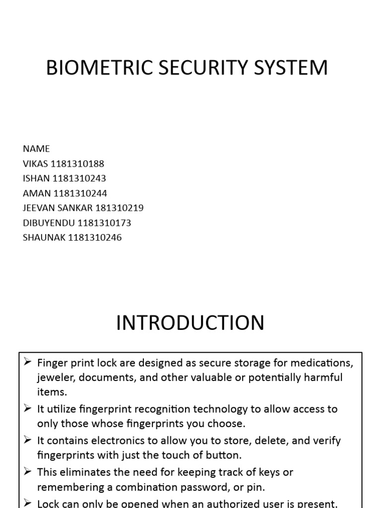 Biometric Security System | PDF | Biometrics | Fingerprint