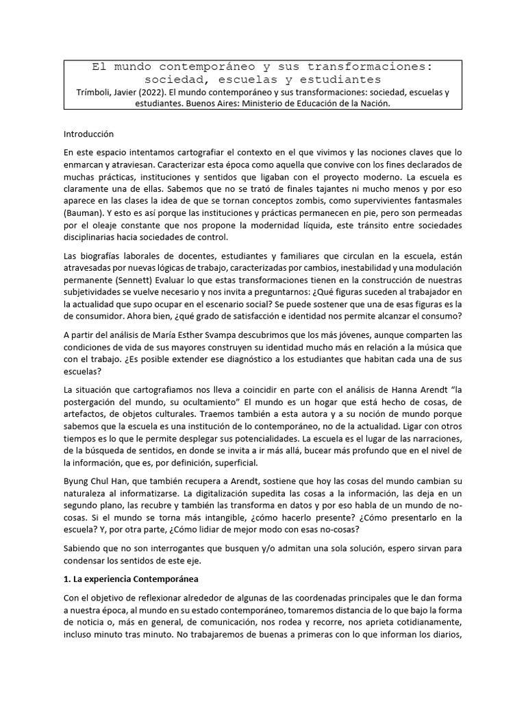 Trimboli MundoContemporaneo | Descargar gratis PDF | Sociedad | Capitalismo