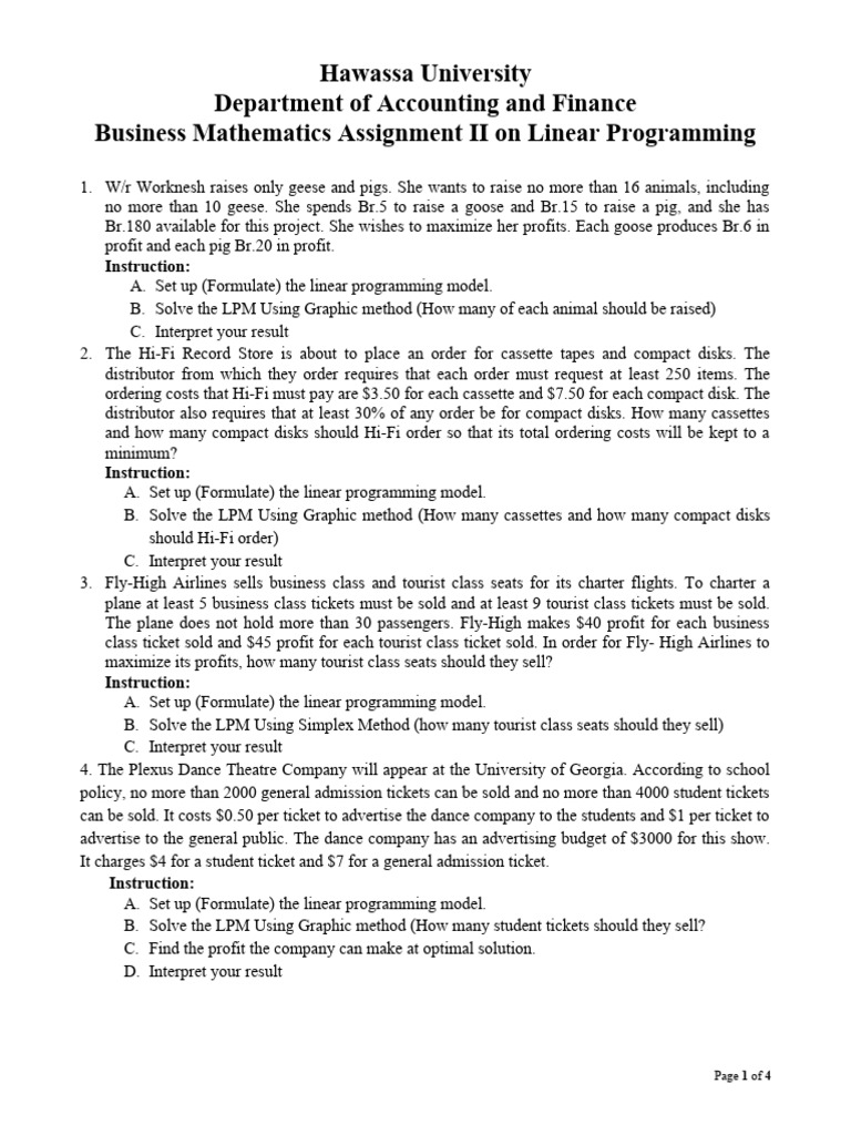 @2014assignment On CH 3 For Regulr | PDF | Linear Programming | Fertilizer
