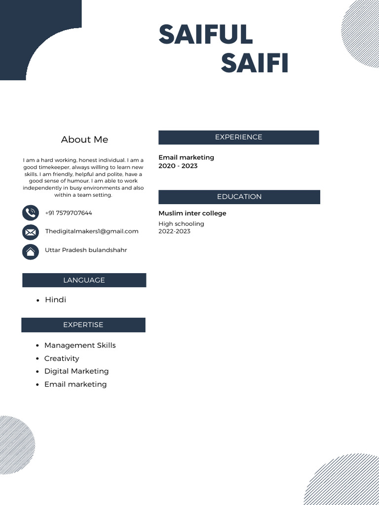 Blue Professional Modern CV Resume (1) - 3-2-2 | PDF