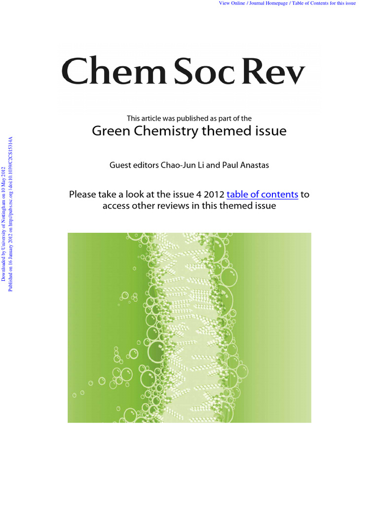 Poliakoff-Chem Soc Rev | PDF | Hydrogenation | Chemical Reactions