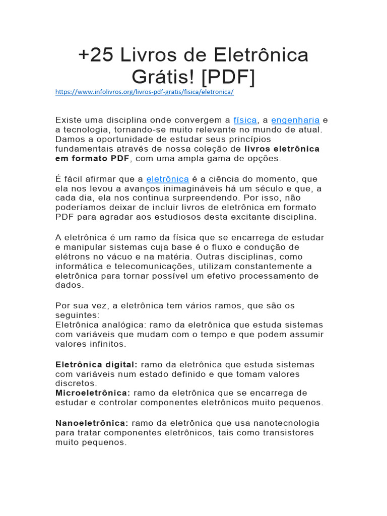 25 Livros De Eletrônica Grátis Pdf