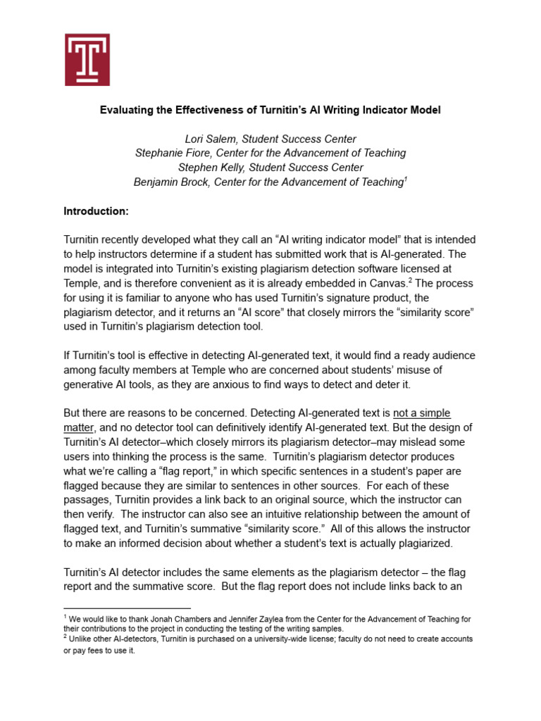 Evaluating The Effectiveness of Turnitin's AI Writing Indicator Model ...