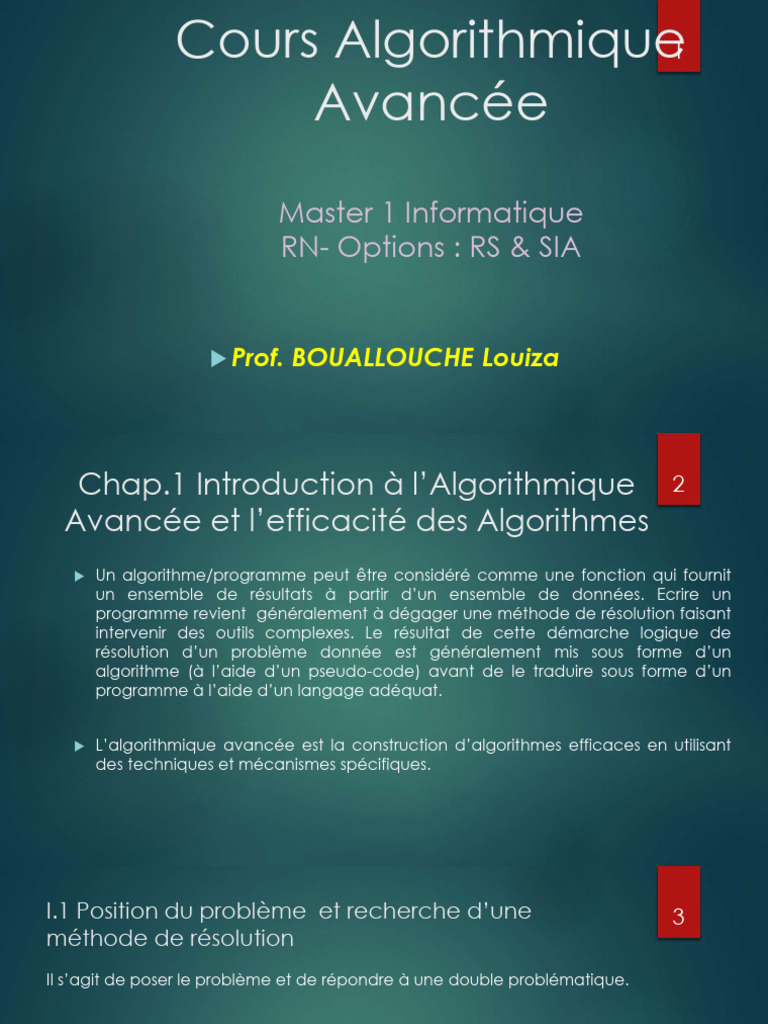 Cours Programmation Avancée Chapitre 1.introduction | PDF | Programme ...