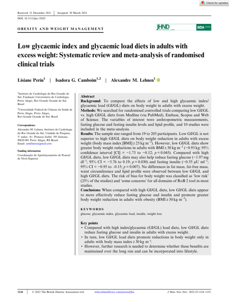 Low GI/GL Diets for Obesity: Review | PDF | Glycemic Load | Glycemic Index
