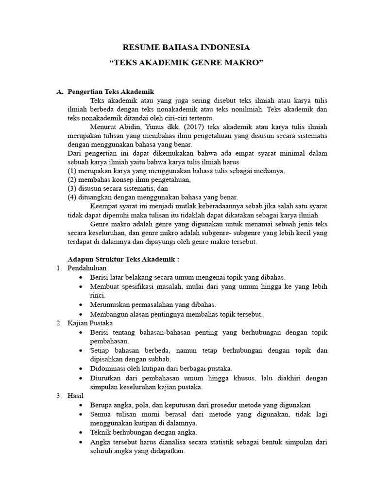 (Resume) Teks Akademik Genre Makro | PDF