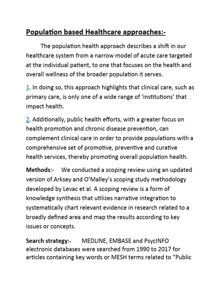Population Based Healthcare Approaches | PDF | Systematic Review ...
