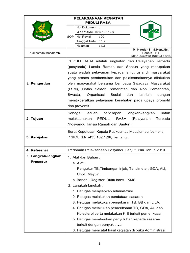 Sop Peduli Rasa | PDF
