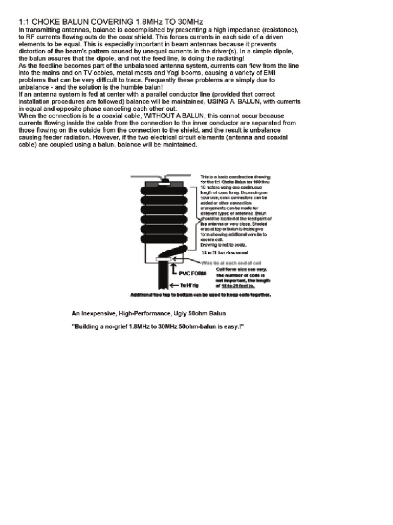1 To 1 Choke Balun | PDF