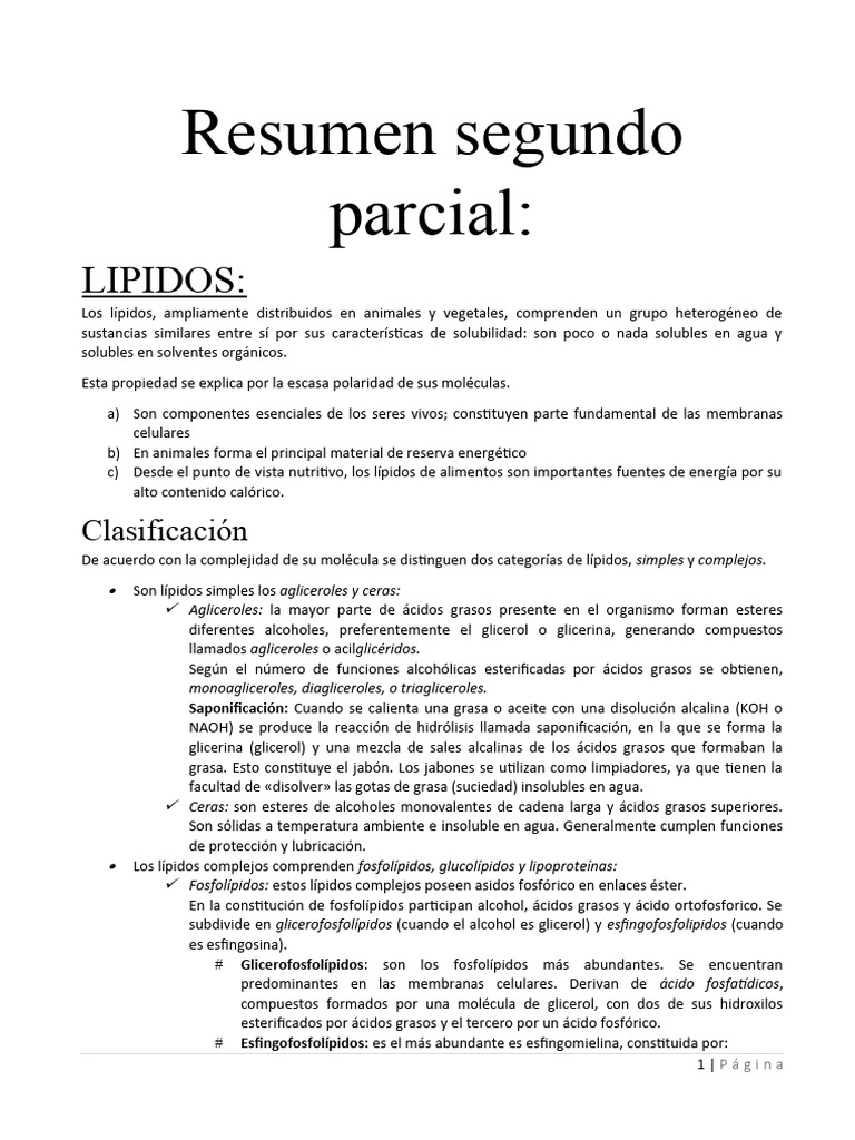 Resumen II | PDF | Lípido | Lipoproteína