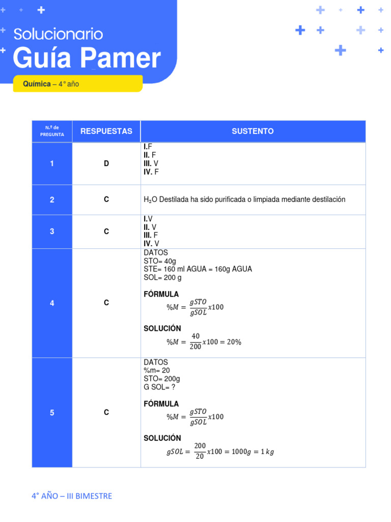 LP Sem5 s4 Quim III Bim (Solucionario) | PDF
