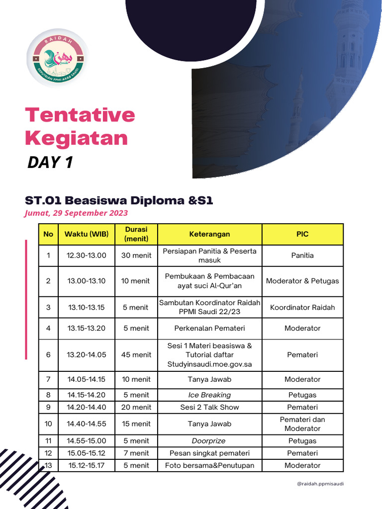 Tentative Acara Scholarship Talk Day 1 | PDF