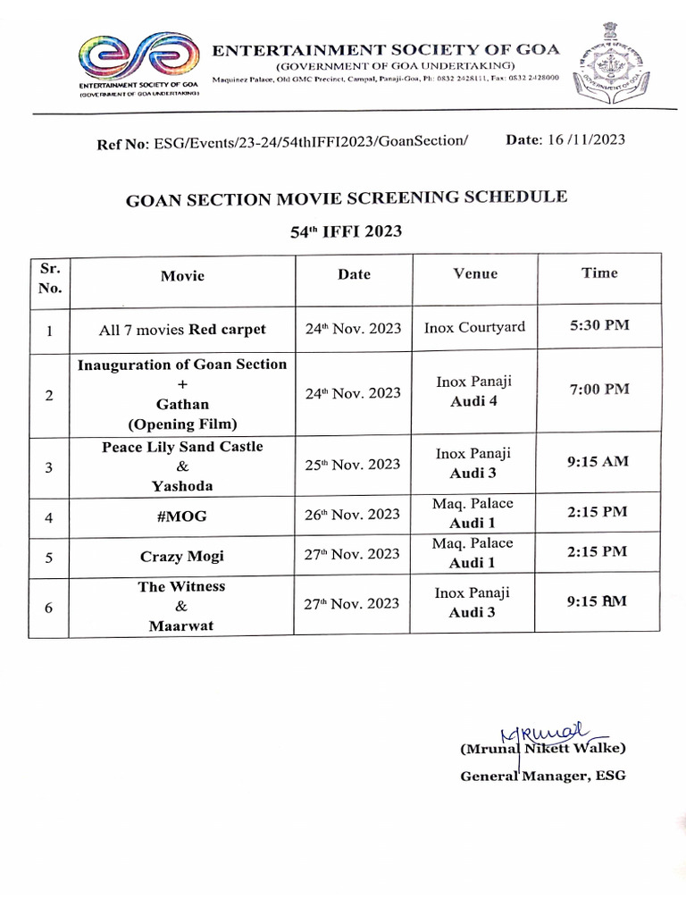 Goa'n Section Movie Screening Final | PDF