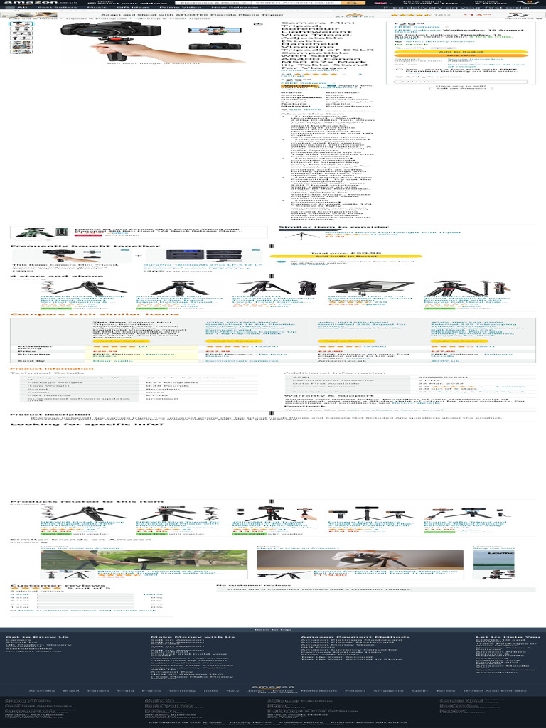 Camera Mini Tripod, Borenbuir Lightweight Vlog Tripod, Adjustable ...