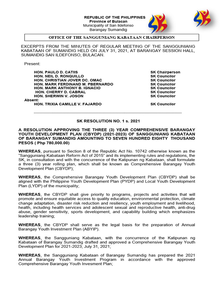 Sample Resolution CBYDP | PDF | Government