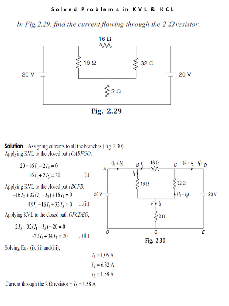 Solved Problems in KVL & KCL | PDF