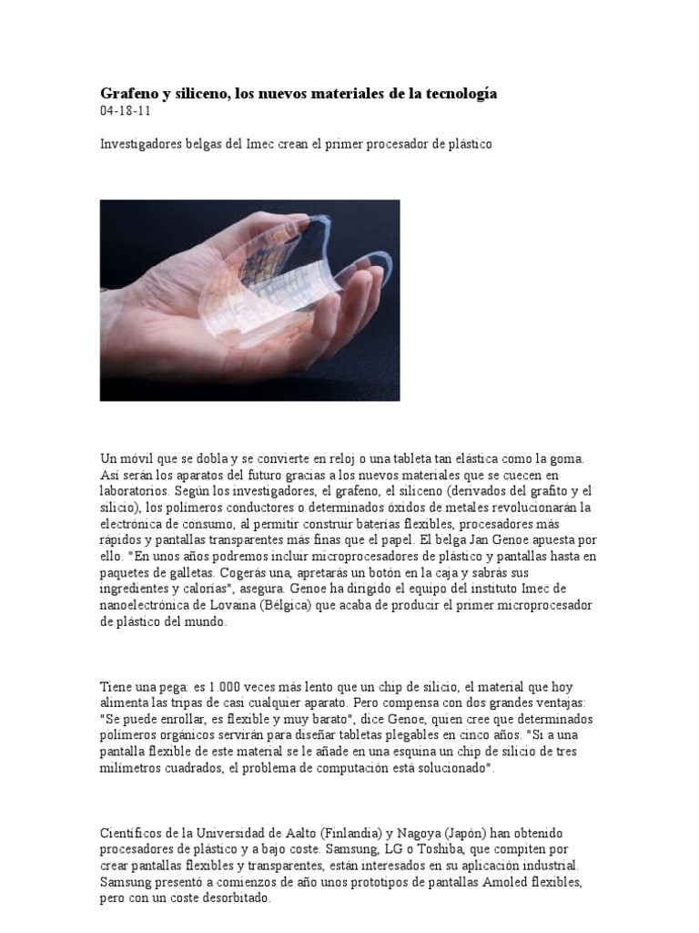 Grafeno y Siliceno | PDF | Grafeno | Microprocesador