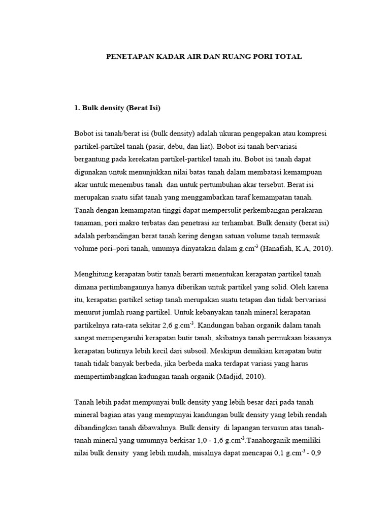 Kadar Air dan Bulk Density Tanah | PDF